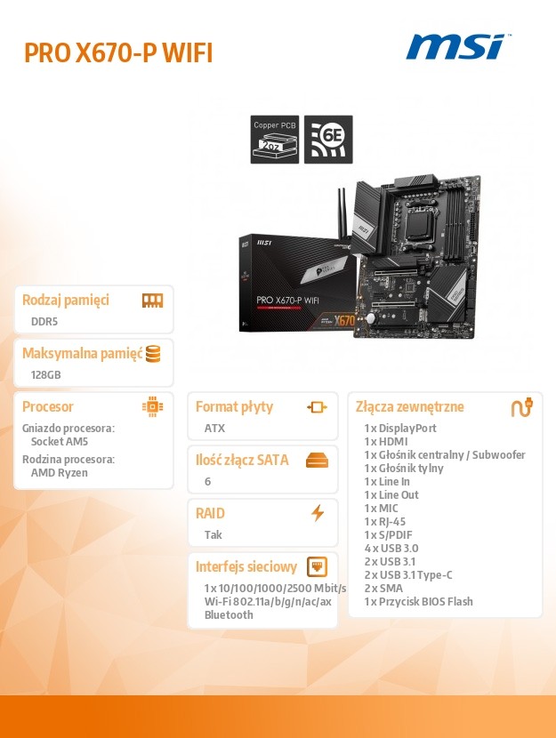 MSI Płyta główna PRO X670-P WIFI PRO X670-P WIFI | Sklep Komputerowy PC ...